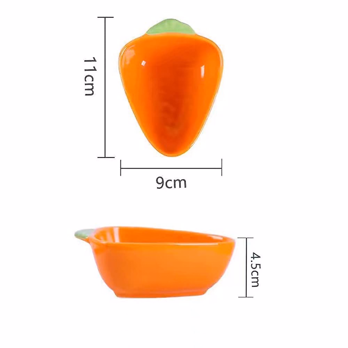 luzen 2Pcs Creative Carrot Dipping Bowls Ceramic Dipping Soy Sauce Bowl Dishes Small Fruits Dessert Appetizer Bowl Serving Bowls Dinnerware for Tomato Sauce Condiments BBQ Home Party Use