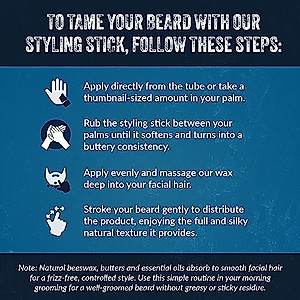Mountaineer Brand Styling Stick | 100% Natural Beard Conditioner for Men | Hydrate, Tame Wiry Hair | Firm Hold for Easy Styling | Smokey and Woodsy Pine Tar Scent 2oz
