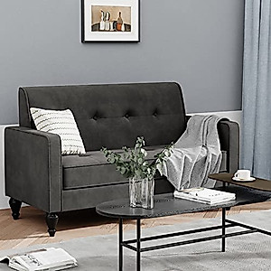 ALISH Upholstered Loveseat Sofa Couch, Modern Love-seat Settee Small Sofa Couch Dining Bench Button Tufted Mini Sofa Couches for Living Room Bedroom, Gray