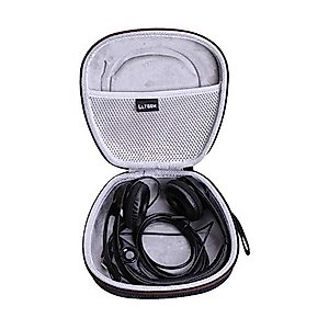 LTGEM Hard Case for Logitech USB Headset H390 / H430 / H570e and EAGLEND USB Headset/awatrue Computer Headset - Black+Grey