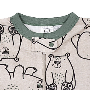 Gerber Baby Boys' 2-Pack Footed Pajamas, Bear Green Stripes White, 12 Months