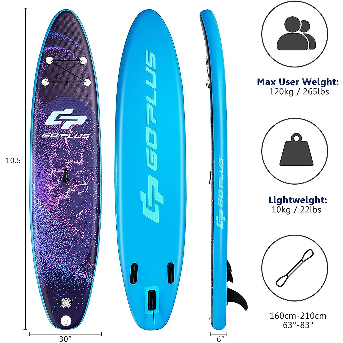 AUGESTER 10‘/10.5‘/11’ Inflatable Lightweight Stand up Paddle Board, Premium Yoga Board W/Durable SUP Accessories, with Fins, Carrying Bag, Non-Slip Deck, Adjustable Paddle & Hand Pump, Wide Stance