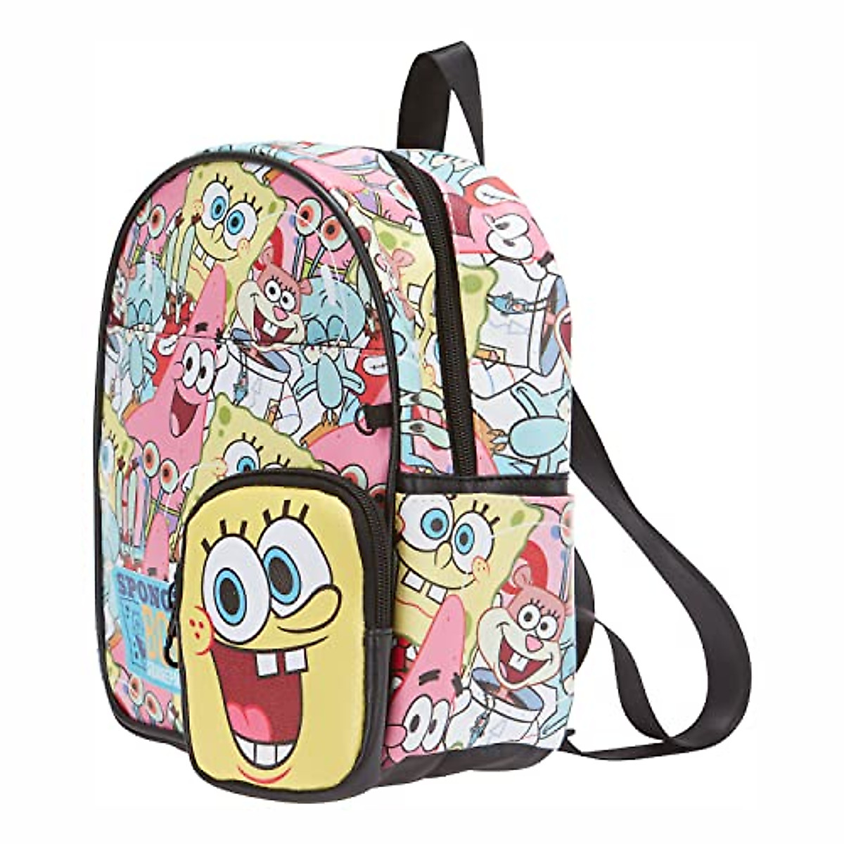 AI ACCESSORY INNOVATIONS Nickelodeon’s SpongeBob Square Pants All Over Print Faux Leather 10.5" White Women’s Mini Backpack Purse 2-Piece Set