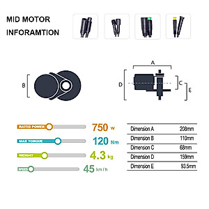 BAFANG BBS02B 48V 750W Electric Bike DIY Conversion Motor Kit with LCD Display&Battery(Optional) 8fun Mid Drive Motor Kits ebike for Adult Bike Mountain Bike Road Bike ebike Conversion kit