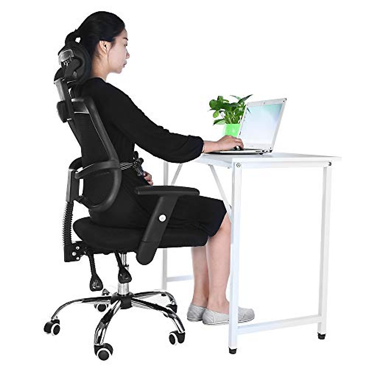 Executive Computer Office Home Task Adjustable Swivel Chair Stool with Arms,Breathable Mesh,Ergonomic Headrest and Lumbar Support(Ship from US!)