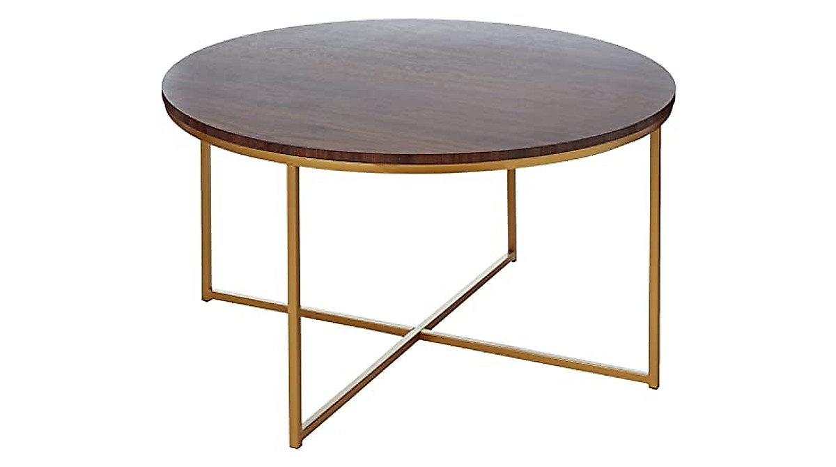 Walker Edison Cora Faux Marble & Gold Round Coffee Table