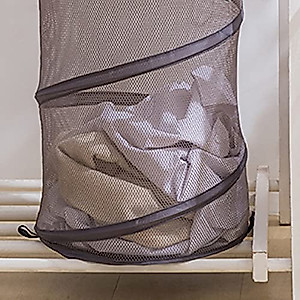 Collapsible Mesh Popup Laundry Hamper Foldable Dirty Clothes Basket Pop-Up Collapsible Mesh Laundry Hamper Great Storage Bag For College Dorm Bedroom RV Travel