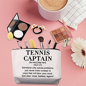 TSOTMO Tennis Captain Makeup Bag Gift Tennis Captain Definition Zipper Pouch Tennis Player Coach Gift Thank You Gift For Captain Tennis Lover Gift (TENNIS CAPTAIN)