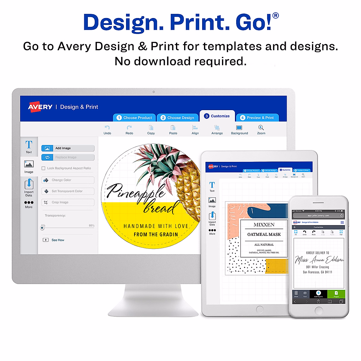 Avery Printable Blank Square Labels, 2.75" x 2.75", Matte White, 630 Customizable Labels (5196)