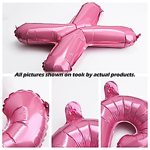 [26 Pcs] 16" Letter Pink Foil Balloons A-Z set, Mylar Aluminum Hanging Alphabet for Valentine's day Romance Mother's day Wedding Graduation Birthday Party Decorations New Year eve