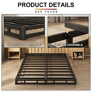 EMODA 5 Inch California King Box Spring Bed Base, 3000 lbs Heavy Duty Metal Mattress Foundation with Fabric Cover, Easy Assembly