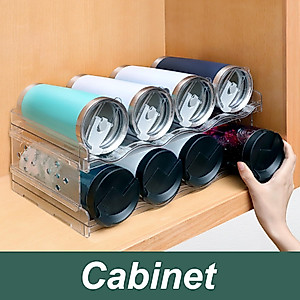 TIPGO Water Bottle Organizer for Cabinet - Cup Organizer for Kitchen Cabinets, Water Bottle Storage Rack, Tumbler Organizer for Kitchen Cabinets, Starbucks Cup Organizer (16 Bottles Capacity)