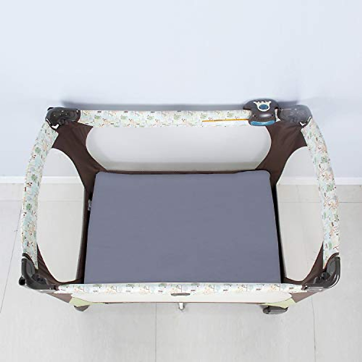 Pack and Play Sheets Fitted, 2 Pack Portable Playard | Mini Crib Sheets, Ultra Soft Microfiber Pack N Play Sheet, White & Grey, Preshrunk