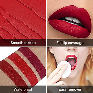 evpct 3Pcs Dark Deep Ruby Light Bright Red Matte Velvet Lipstick Set Long Lasting Smudge Proof Lip Stick Packs Matte Lipstick Lip Stain Makeup Set for Women labiales matte larga duracion 24 01#02#10#