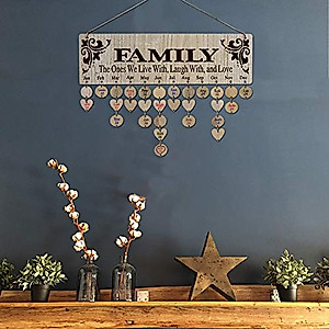 [Gifts for Mom Dad] Family Birthday Calendar Wall Hanging,Wooden Birthday Reminder Plaque Sign Family DIY Calendar Hanging Board Personalized Gifts for Mom