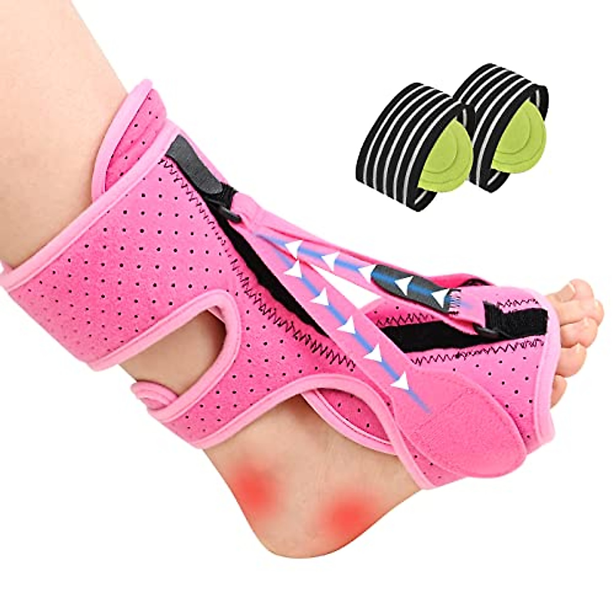 Haisalin Plantar Fasciitis Night Splint,Night Splint for Plantar Fasciitis Women & Men,Drop Foot Brace for Plantar Fasciitis,Matching Arch Pad(Pink)
