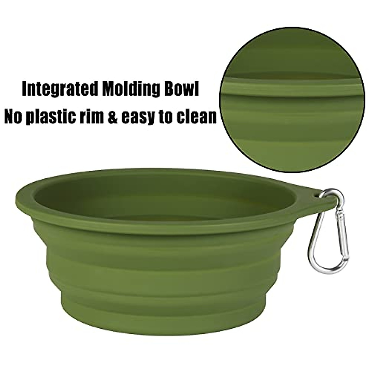 SLSON 2Pack Collapsible Dog Bowl,Integrated Molding Travel Bowl No Plastic Rim Pet Feeding Bowls for Walking Traveling Outdoors,600ML (Navy Blue+Dark Green)