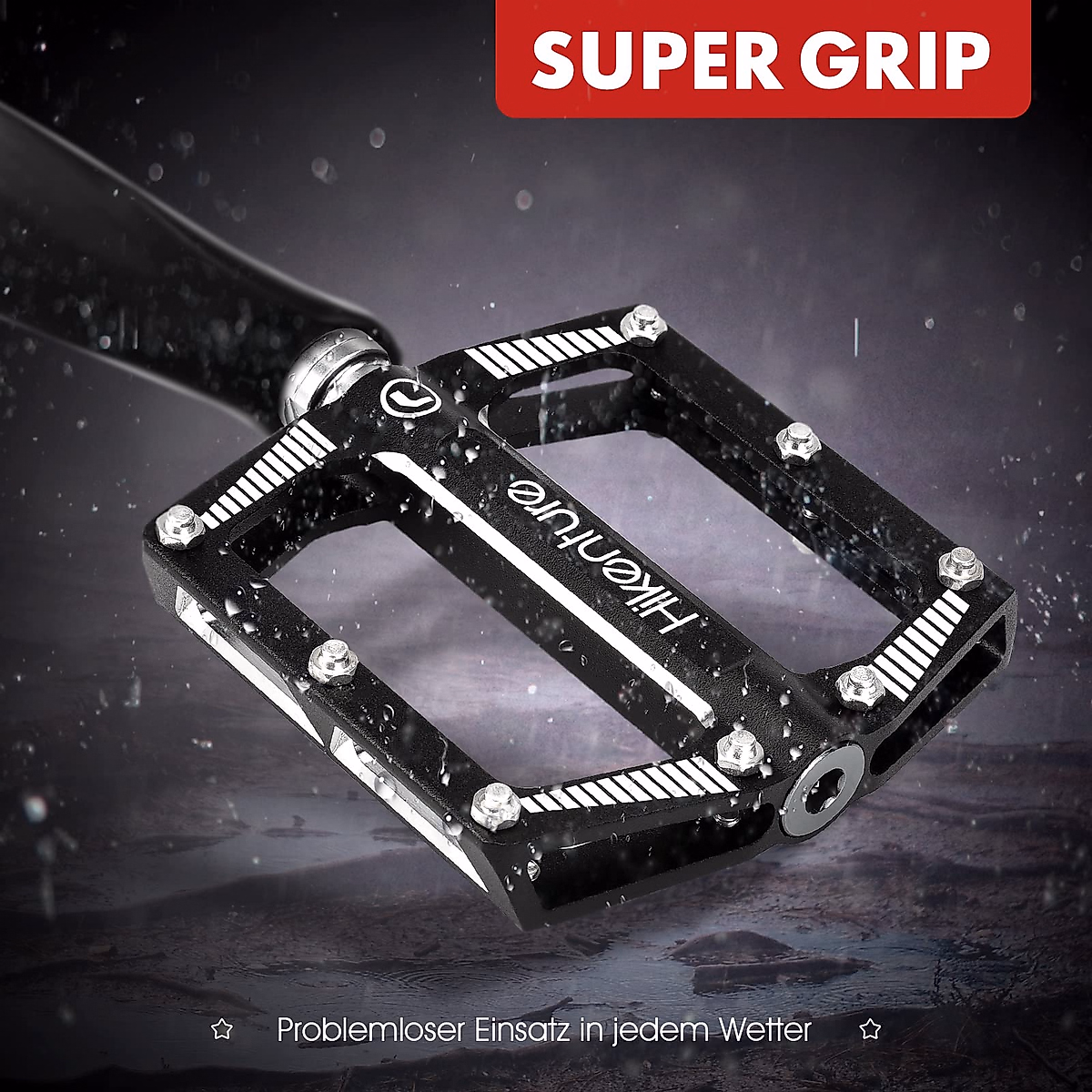 Hikenture Mountain Bike Pedals Road Bicycle Flat Pedals Adult Metal 9/16" Sealed Bearing Lightweight Aluminum Alloy Wide Platform Cycling Pedal for BMX/MTB