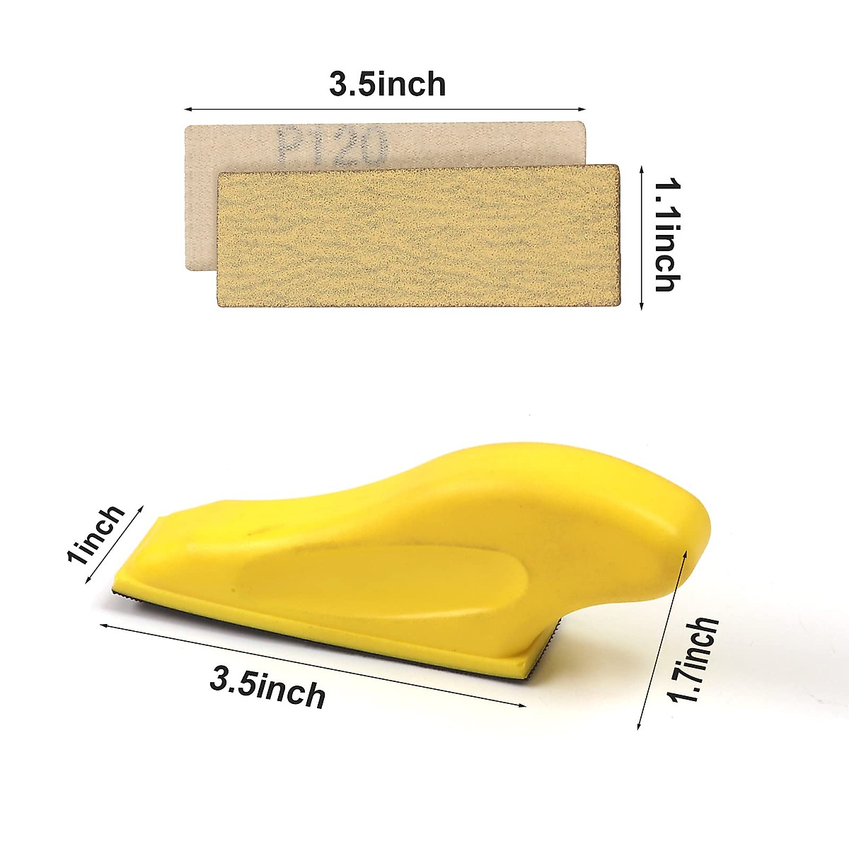 70 Sheets Micro Detail Sander Paper Kit,3.5”x 1”Hand Sanding Block for Small Projects Wet Dry Hook & Loop Alumina 80 to 600 Grit Sandpaper for Wood Crafts,Tight Narrow Spaces Metal Finishing