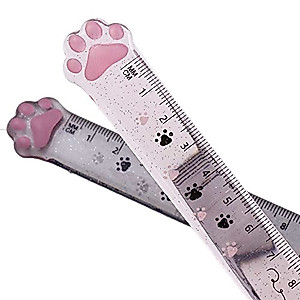 Straight Ruler 1PC Cute Cartoon Cats Claw Ruler Painting Plastic Rulers Portable Scale Ruler Measuring Ruler Stationery Office School Supplies(pink)
