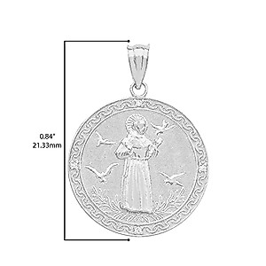 .925 Sterling Silver Cubic Zirconia St Francis of Assisi Medal Pendant - Pendant Only