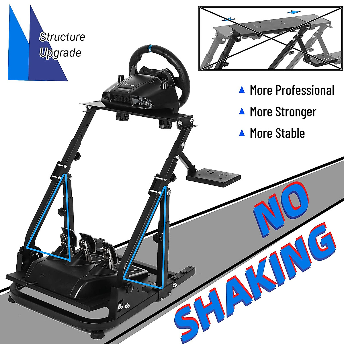 Minneer Racing Steering Wheel Stand with Pro Reinforced Parts Fit for Logitech G25,G27,G29,G920 Gaming Racing Simulator Cockpit Wheel, Pedals Not Include