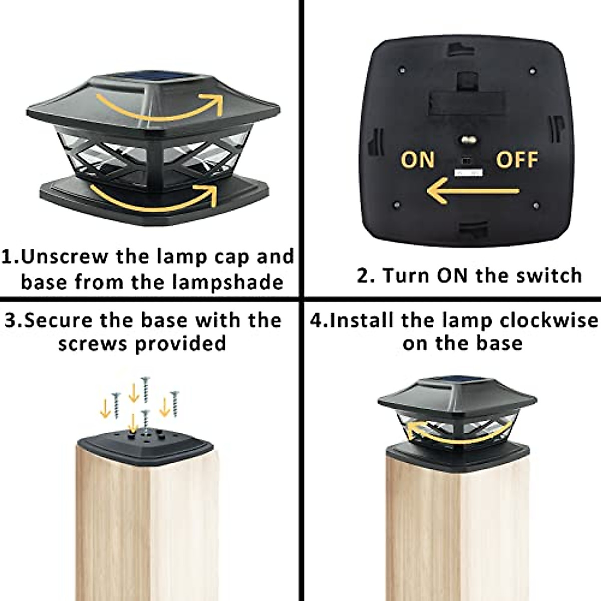 JOHOO Fence Post Cap Solar Lights, 6 PK Cool White LEDs Outdoor Deck Lamp Fits 4x4 5x5 6x6 Wooden Posts Waterproof for Deck, Patio, Garden, Yard Decoration