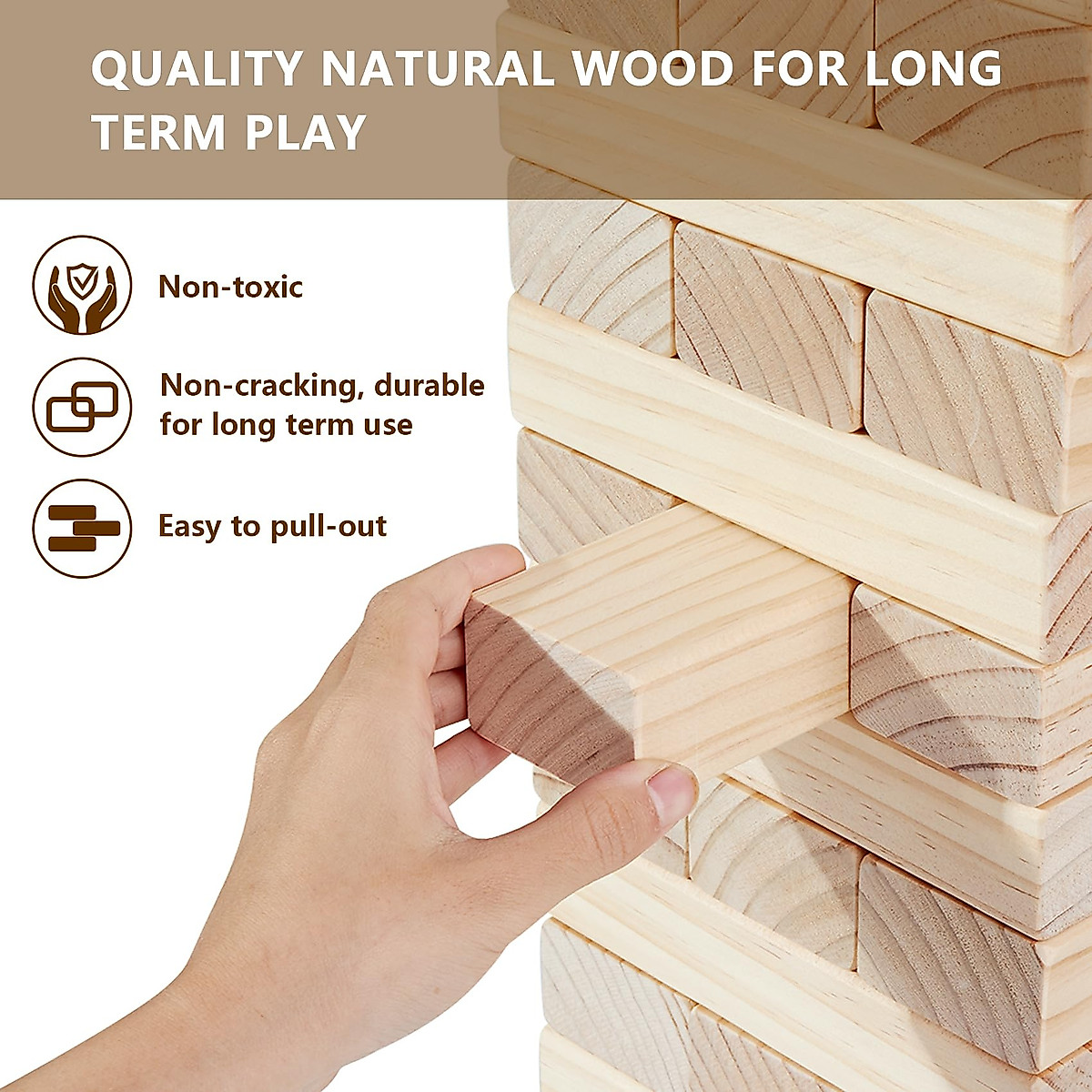 Aivalas Giant Timber Blocks Games, 56 Blocks Large Tower Outdoor/Indoor Games - Includes Carry Bag and Scoreboard, Wood Stacking Yard Games Grows from 2FT to Over 4.2FT for Kids Adults Family