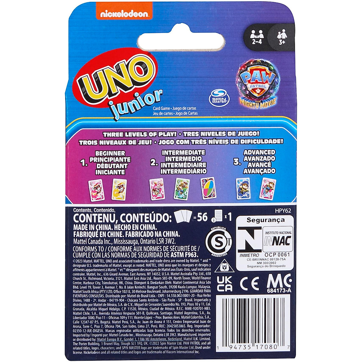 Mattel Games UNO Junior Paw Patrol: The Mighty Movie Kids Card Game for Family Night Featuring 3 Levels of Play
