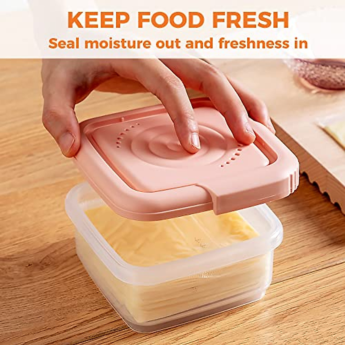 AONUOWE 2Pcs Cheese Container For Fridge Square Sliced Cheese Holder Clear Food Organizer with Lid Cheese Keeper (White)