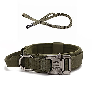 Tactical Dog Military Collar and Leash Set (Medium, Green)