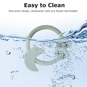 Eoopoon Silicone Baby Teething Toy, Silicone Baby Ring Teether for Babies 3 Months+, Raised Texture to Soothe Gums, BPA Free, Boys Girls Shower, Birthday, Christmas Gifts (Ether)