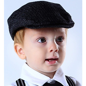 A&J DESIGN Infant Boy Vintage Drivers Cap (3-6 Months, Dark Black)