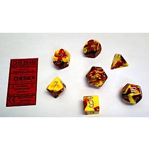Chessex CHX26450 Dice-Gemini Red-Yellow/Silver Set, One Size, Multicolor