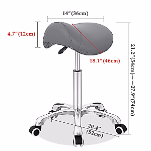 Antlu Saddle Stool Rolling Chair for Office Massage Salon Kitchen Spa Drafting,Adjustable Hydraulic with Wheels (Grey)