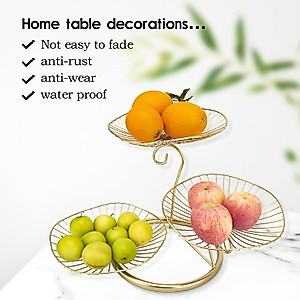Fruit Basket for Kitchen Counter, 3 Tier Fruit Basket Gold, 3 Tier Fruit Bowl Modern Decorative