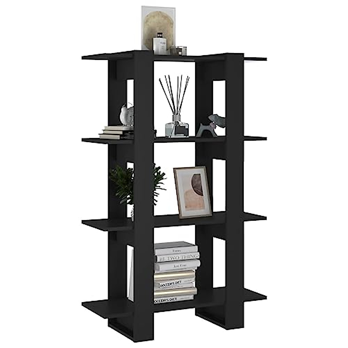 DYRJDJWIDHW Book Cabinet/Room Divider Bookshelf for Bedroom,Shelves,Wood Bookcase,Suitable for Bedroom, Office, Living Room, Study,Black 31.5"x11.8"x48.6"