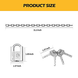 Bike Chain Lock, Cannot Be Cut with Bolt Cutters Or Hand Tools, Premium Case-Hardened Security Chain for Motorcycles, Bike, Generator, Gates,Outdoor Furniture