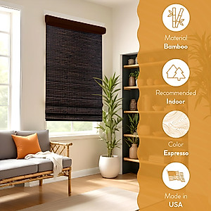 RADIANCE 2208824E Cordless Bamboo Roman Shade Espresso 23" W X 64" L