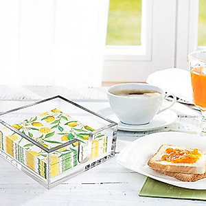 LotFancy Napkin Holder, Acrylic Cocktail Napkin Holder for 5 x 5 inch Napkin, Clear Paper Holder for Table, Kitchen, Bar, Party, Square Tissue Dispenser, Napkin Caddy for Bathroom