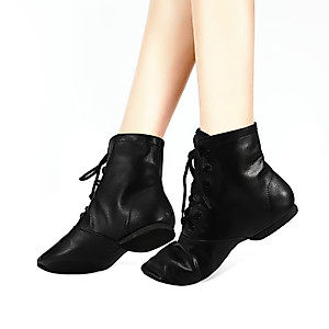 Jazz dance boots Split Sole for Women and Men's Leather Dancing shoes, Black (8W / 7M)