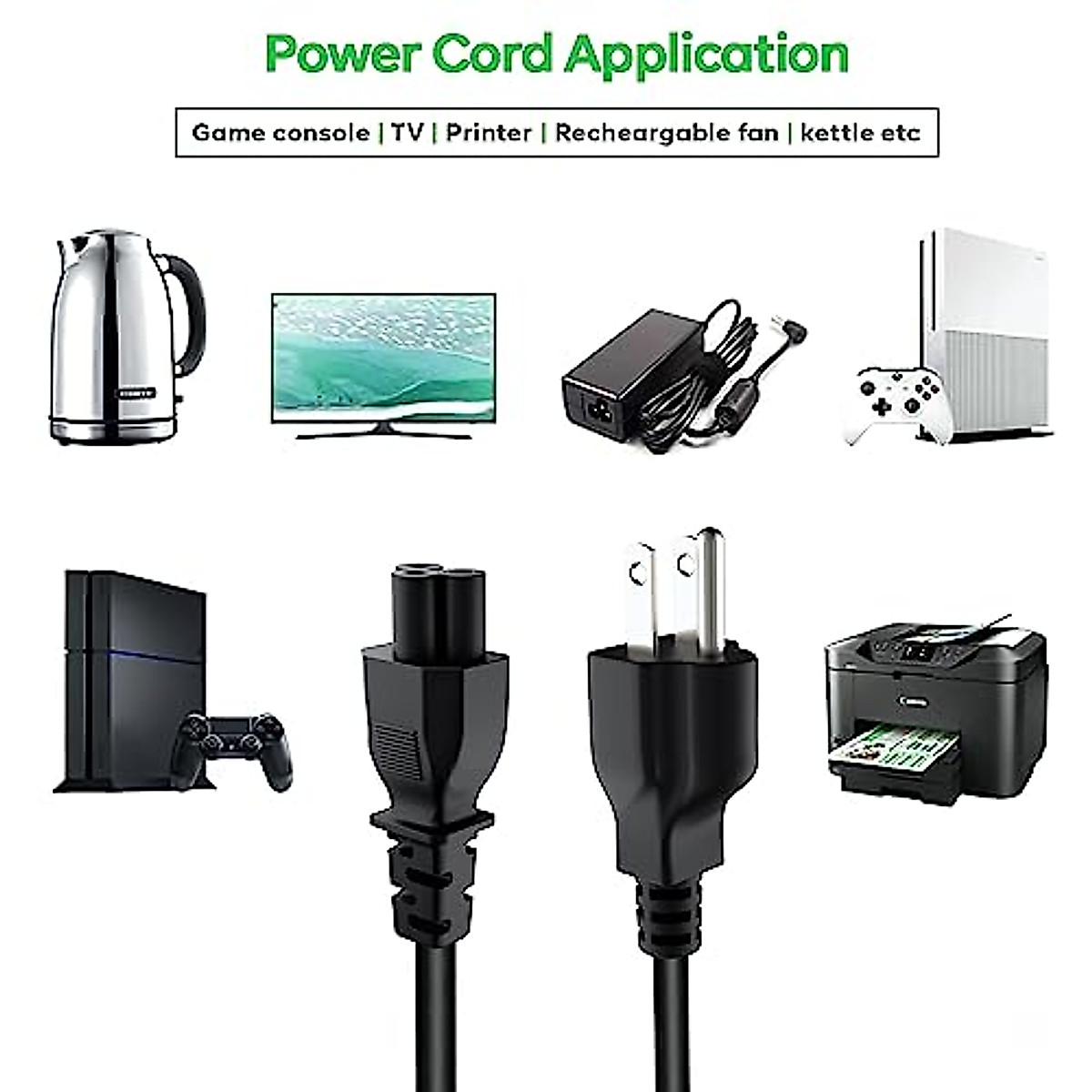 Aprelco New AC in Power Cord Outlet Socket Cable Plug Lead Compatible with Artograph LED1000 LED 1000 Digital Art Projector