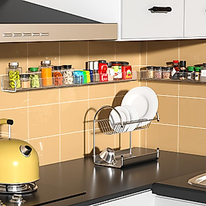 NIUBEE Wall Mounted Spice Rack Organizer,Clear Acrylic Spice Shelf Storage Holder,Hanging Seasoning Rack Organizer for Wall Kitchen 4 Pack