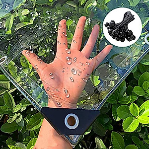 Clear Waterproof Tarp, PVC 11.8 Mil Tarpaulin with Grommets and Cable Tie, Duty Heavy Tear Resistant Cover for Camping, Plants Greenhouse, Cars, Patio and Pavilion