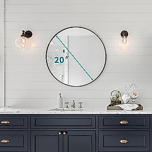 Fabuday Black Circle Mirror for Wall 20 inch - Round Mirror for Bathroom, Entryway, Living Room, Hallway, Bedroom Decor, Matte Frame Mirror