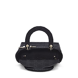 Dior, Pre-Loved Black Embroidered Canvas Lady D-Lite Medium, Black