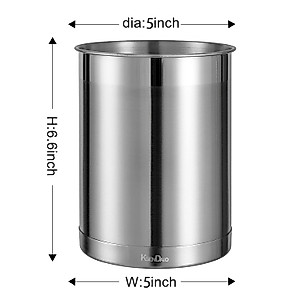 KSENDALO Steel Holder Utensil Crock 6.5inch Tall,Utility Sturdy Heavy Large Utensils Holder Stainless Silverware Holder for Kitchen Home and Office