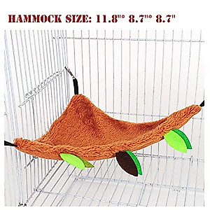 SEIS 5 Pcs Sugar Glider Hammock Set Pet Hanging Cage Accessories Leaf Design Small Animal Hammock Channel Ropeway Swing for Ferret Birds Parrot Squirrel (5 PCS)