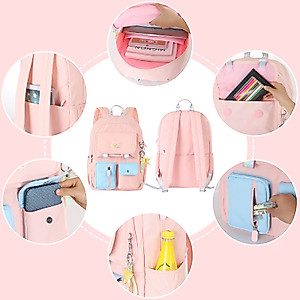 lovco Girls Backpack,Kids Backpack,Cute Backpacks for Girls,Elementary Preschool Kindergarten Supplies, for Children Aged 7-15 (Pink)