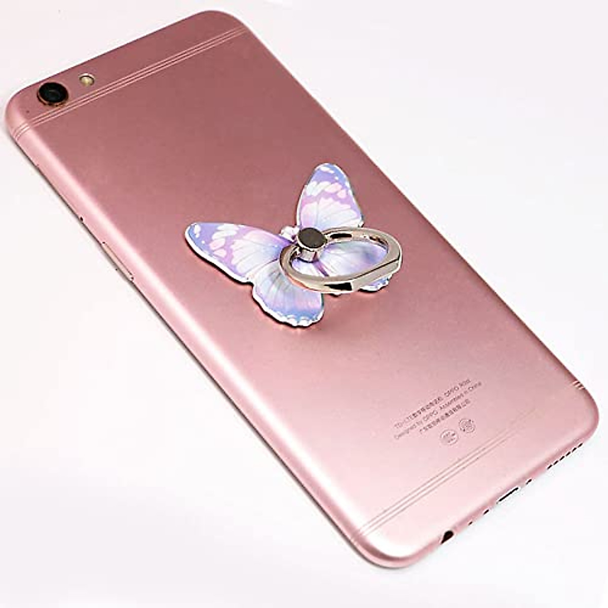 2 Pcs Butterfly Cell Phone Ring Holder Finger Ring Grip Stand 360° Rotation Cute Butterfly Pattern Painted Metal Finger Stand Kickstand Compatible with Smartphone Tablet E-Reader Etc
